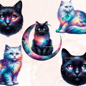 Celestial Cat, Mystical Cat, Night Sky Clipart, Mysterious Universe ...