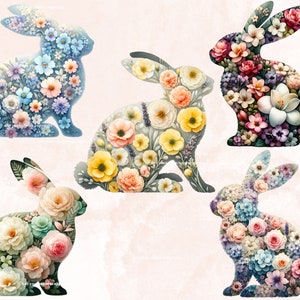 Spring Rabbit Clipart Bundle, Spring Bunny, Watercolor Bunny Graphics ...