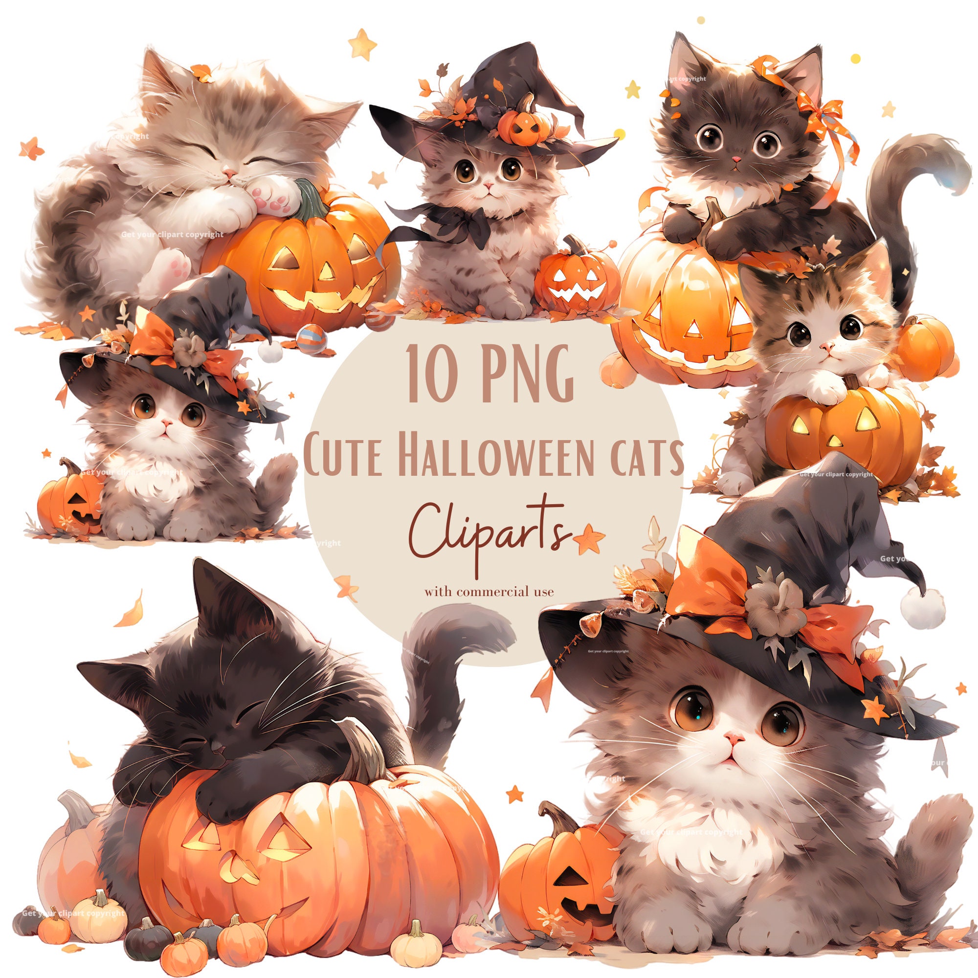 Cat Clipart Bundle Halloween Cat Png Halloween Clipart - Etsy