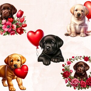 Valentines Labrador Clipart Bundle, Watercolor Dog Clipart, Labrador ...