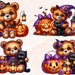 Halloween Teddy Bear Clipart Bundle, Halloween Graphics, Teddy Bear Png ...