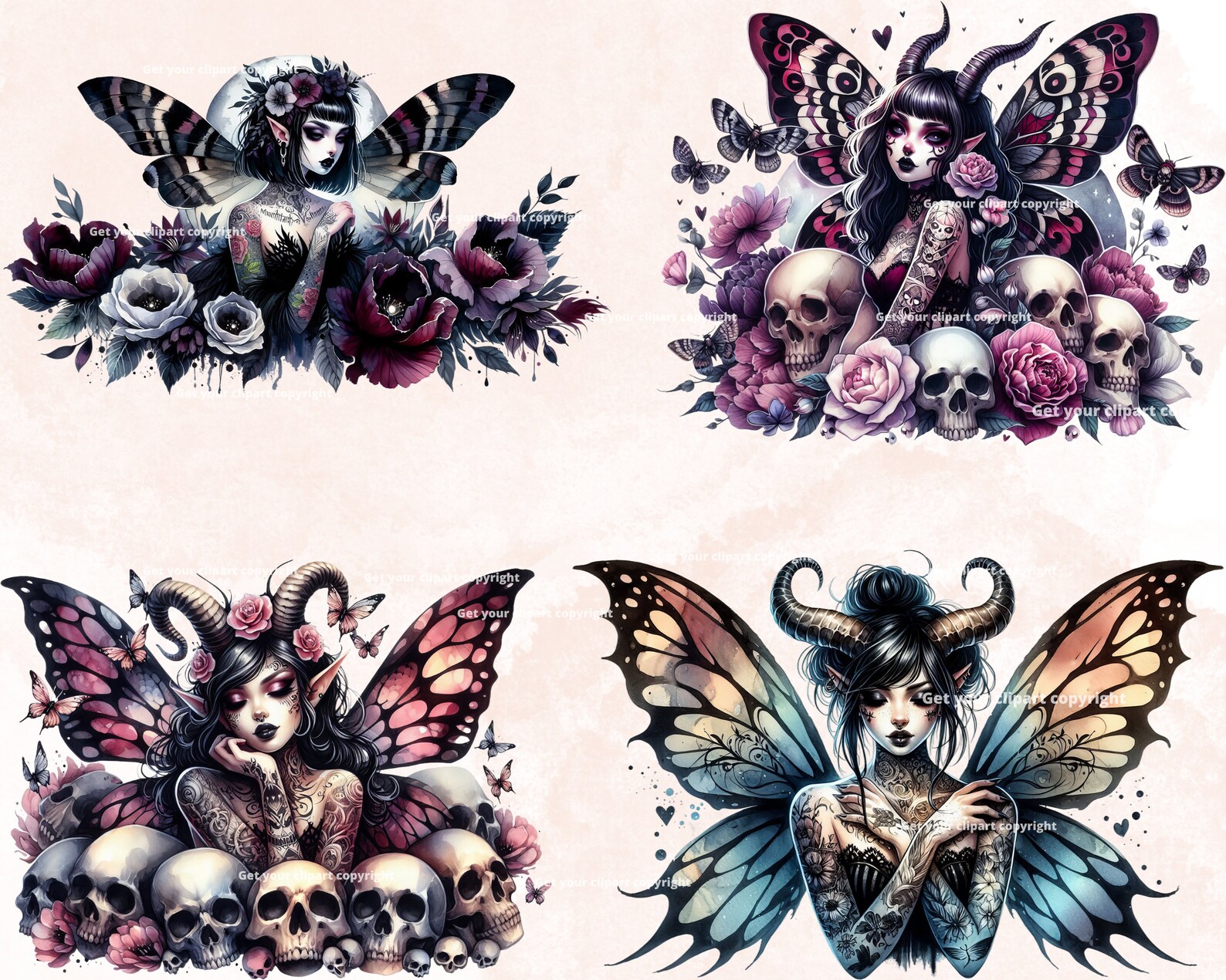 Dark Fairy Clipart Bundle, Fantasy Graphics, Fairy Graphics, Gothic Png ...