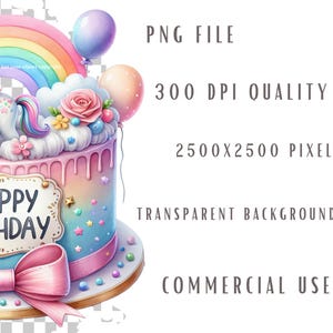 Unicorn Birthday Cake Clipart Bundle, Happy Birthday Graphics, Pink ...