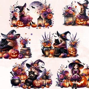 Halloween Witch Clipart Bundle, Halloween Png Bundle, Fantasy Clipart ...