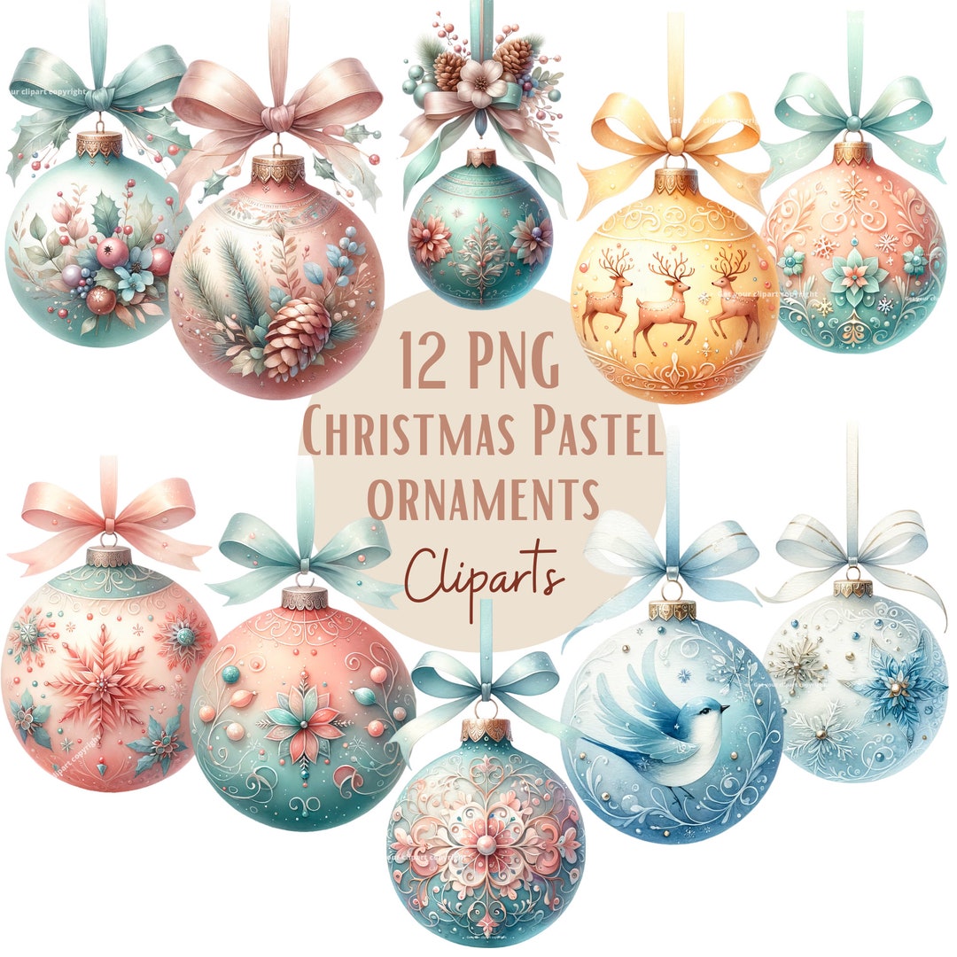 Pastel Christmas Balls Clipart Bundle, Pink Christmas Png Graphics ...