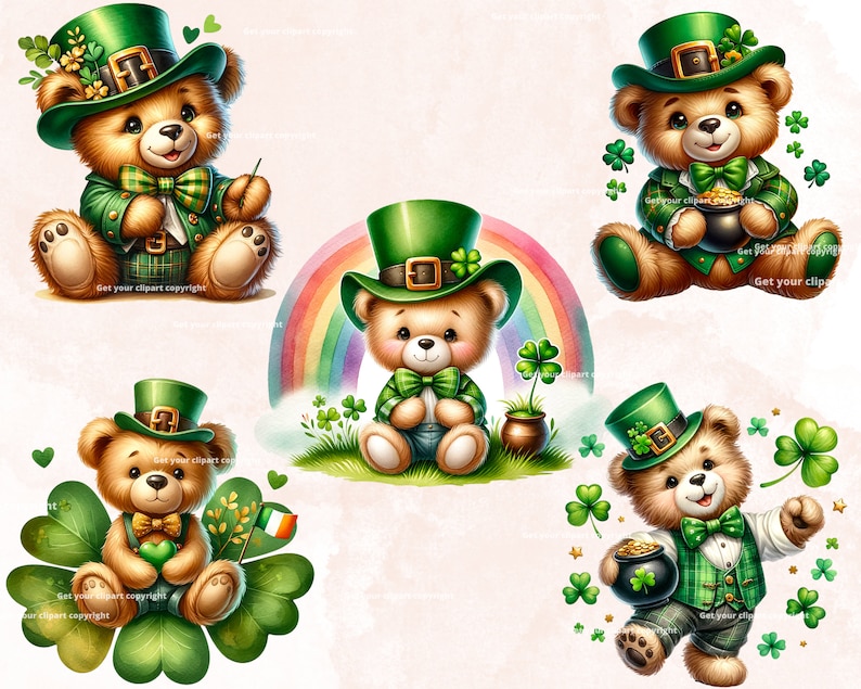 St Patrick Teddy Bear Clipart, St Patrick Graphics, St Patrick Designs ...