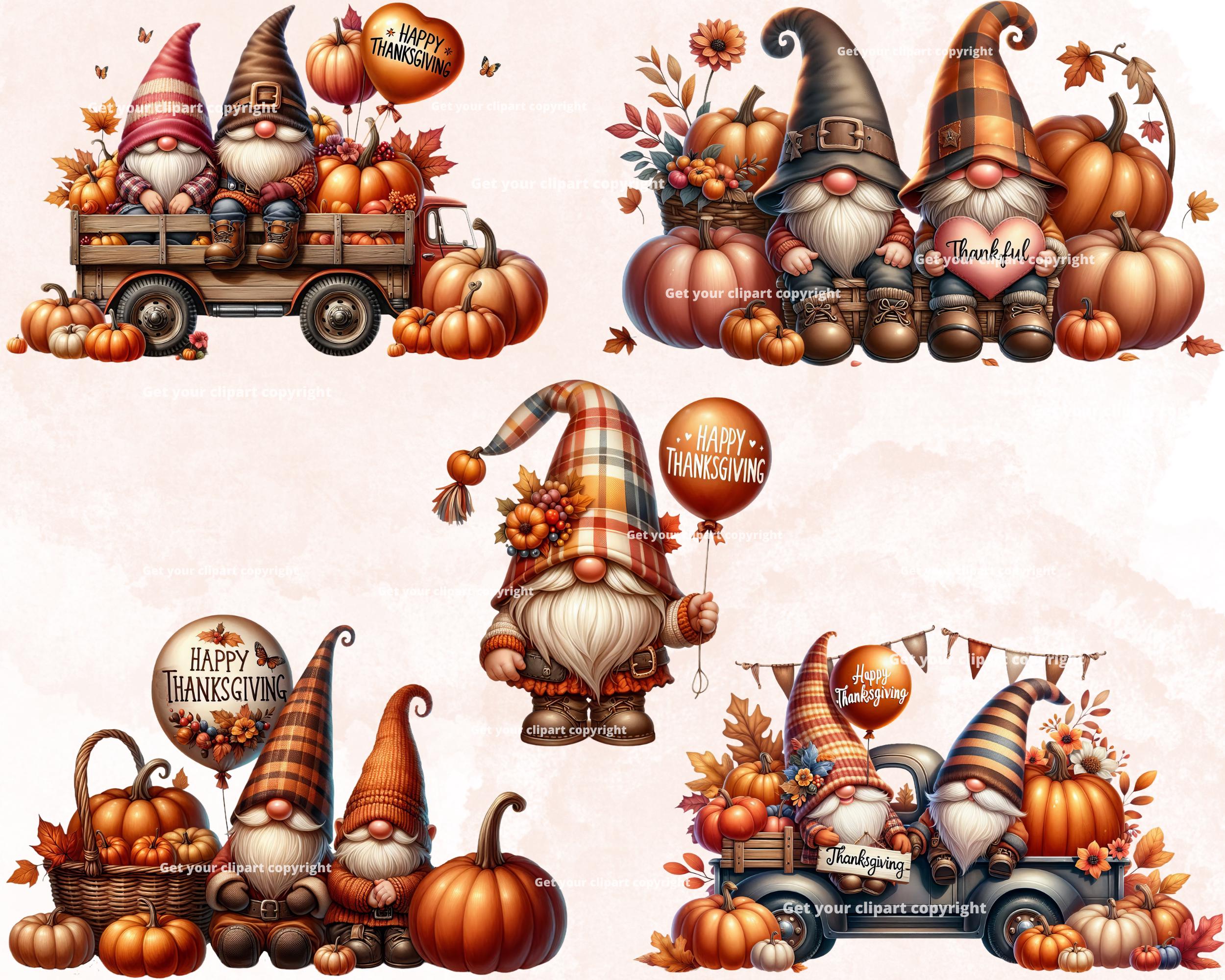 Thanksgiving Gnome Clipart Bundle, Thanksgiving Clipart, Autumn Gnome ...