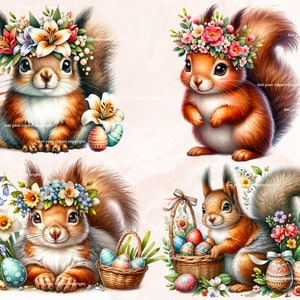 Easter Squirrel Png Graphics, Easter Png Clipart Bundle, Woodland ...