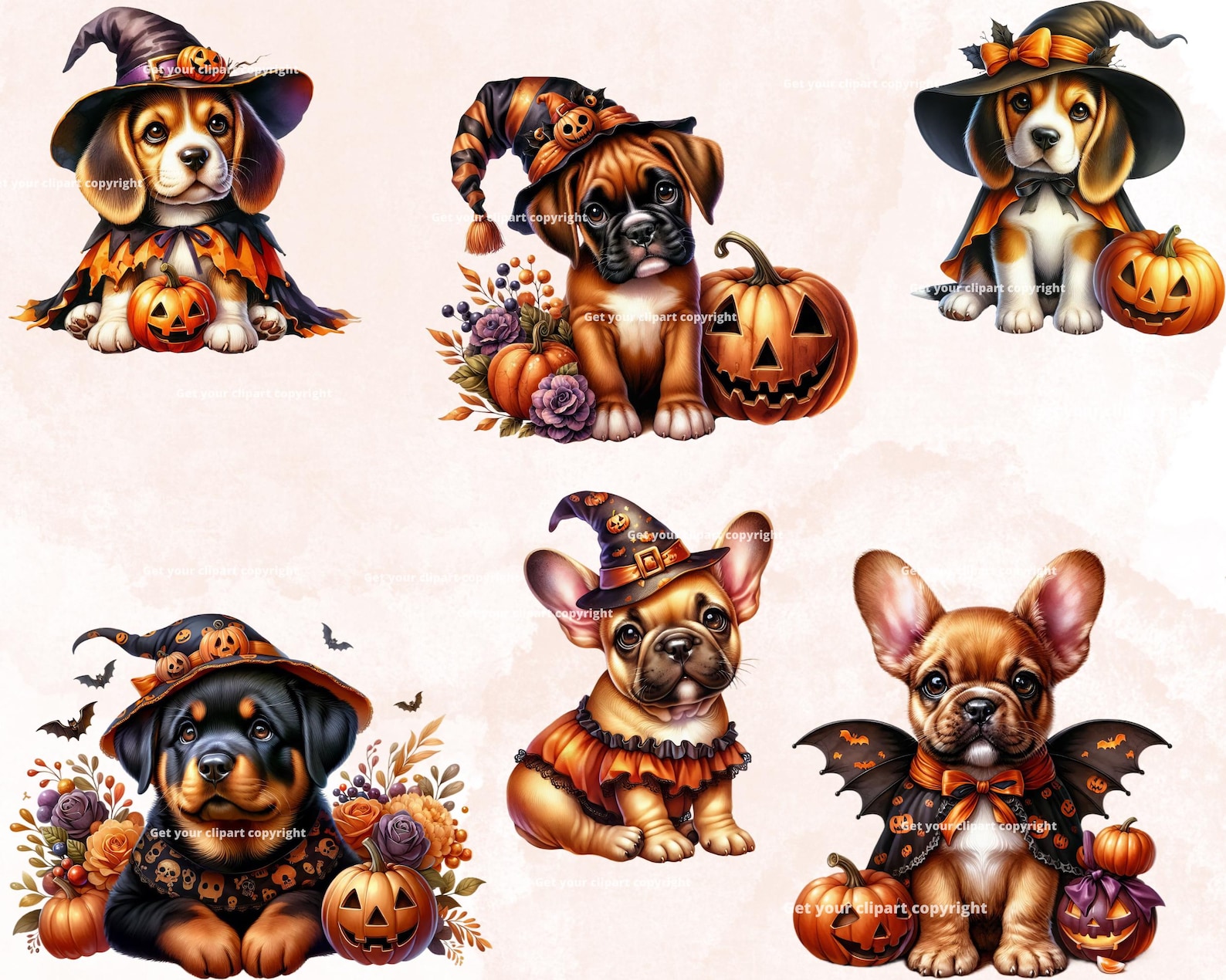 Halloween Dogs Clipart Bundle, Dog Clipart, Halloween Dog, Halloween ...