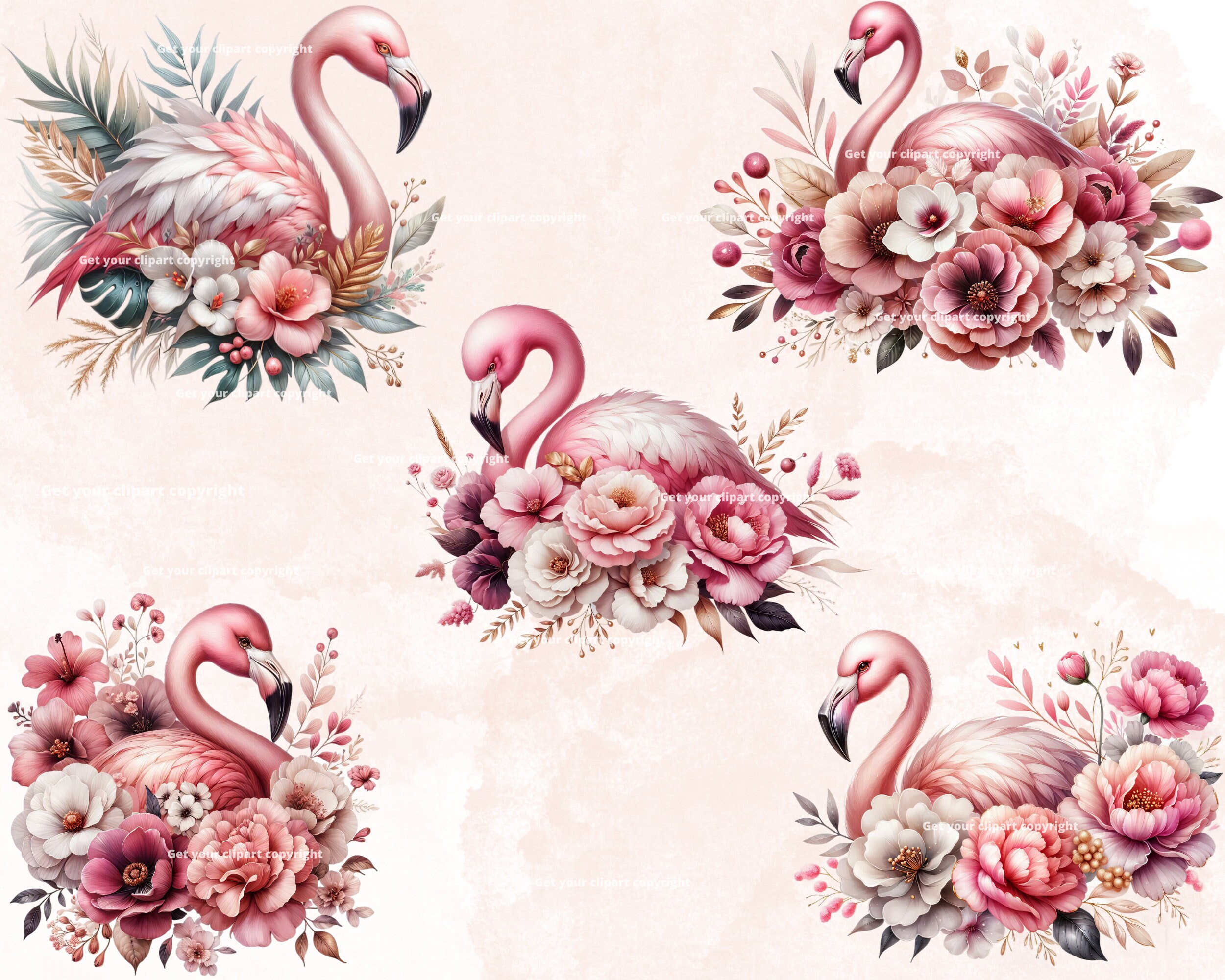 Floral Flamingo Clipart, Flamingo Png, Summer Png, Flamingo Clipart ...