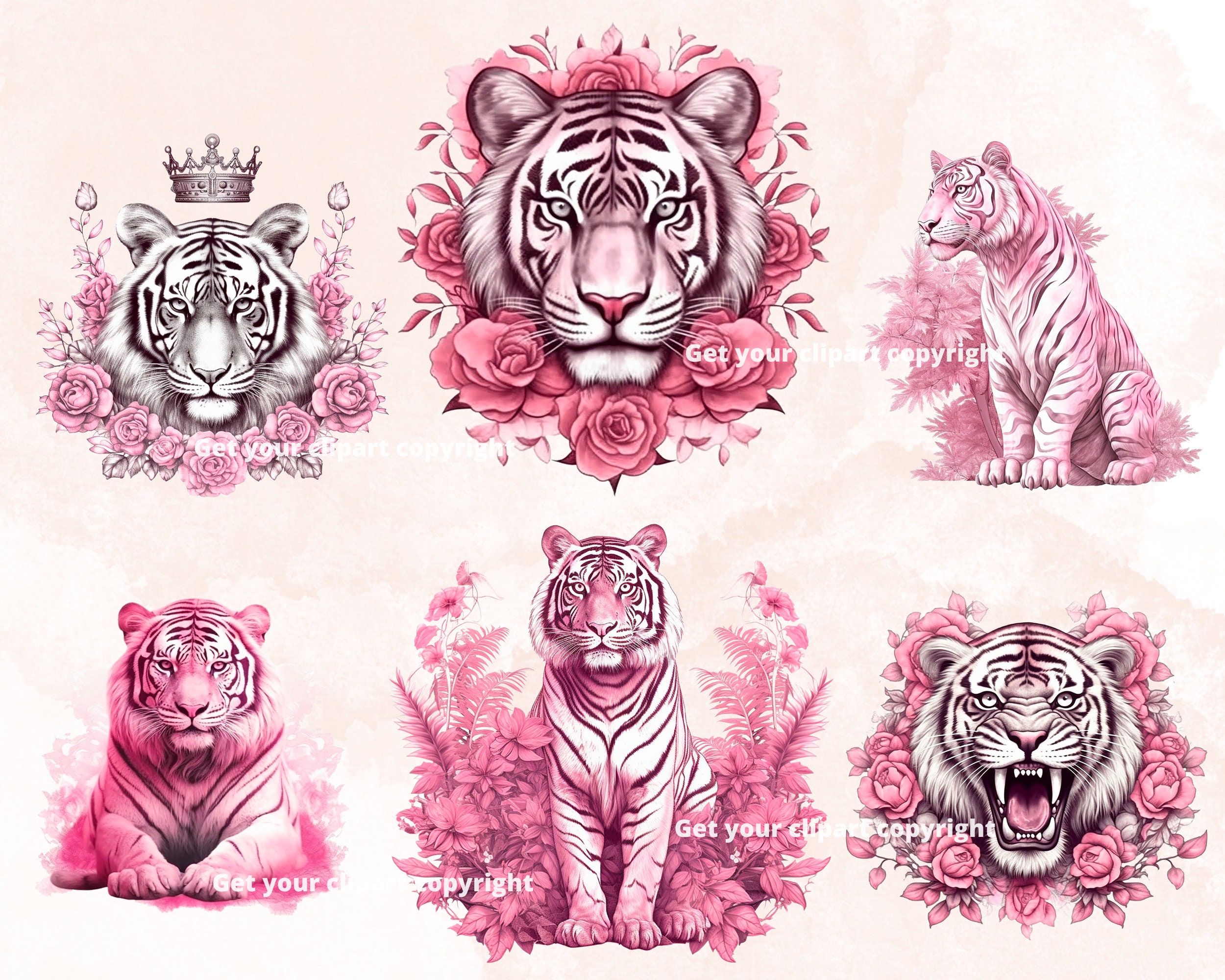 Pink Tiger Png Graphics Tiger Png Designs Tiger Clipart - Etsy Australia