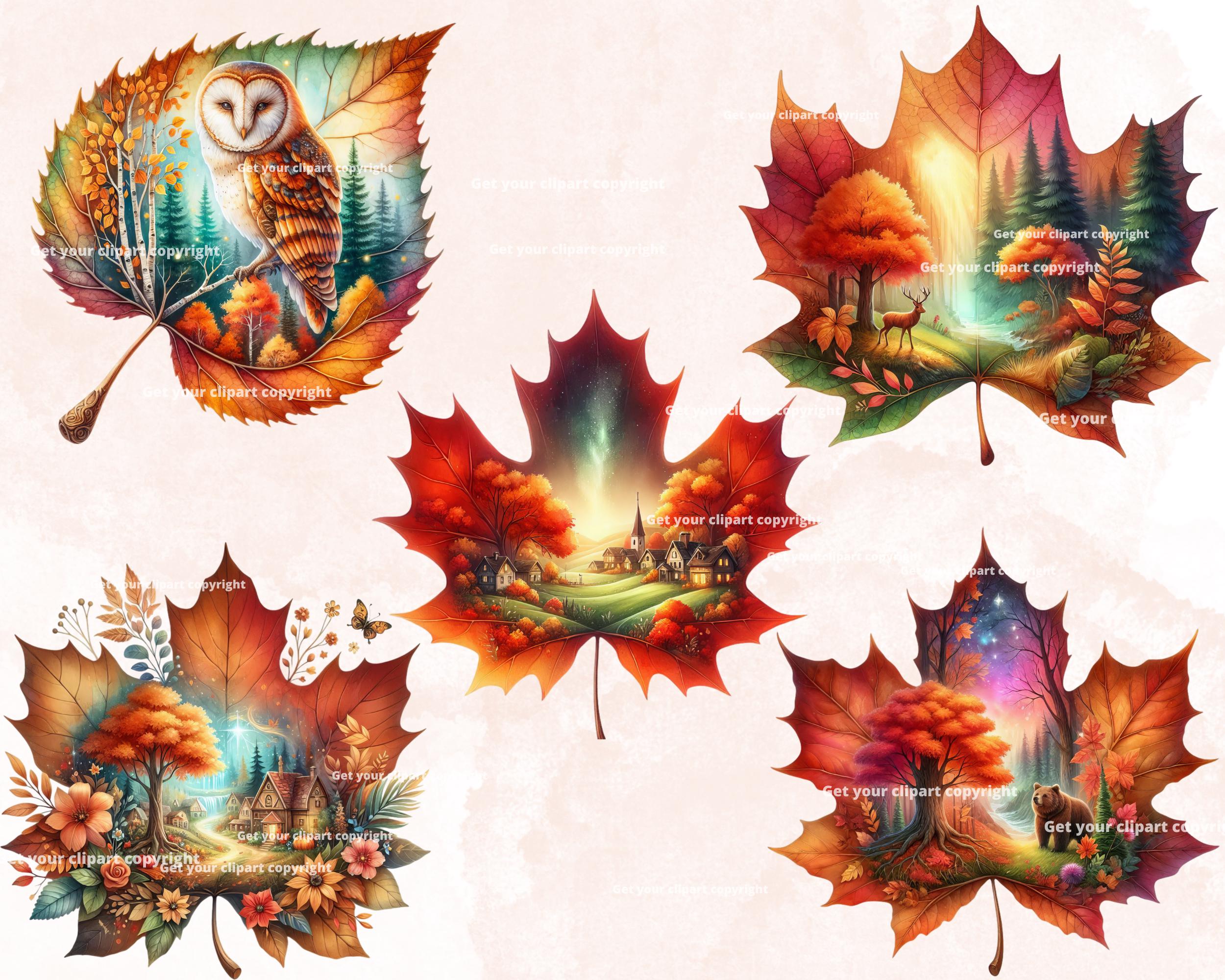 Autumn Leaf Clipart Bundle, Fall Clipart, Autumn Graphics, Fall ...