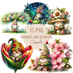 Garden Gnome Clipart Bundle, Garden Clipart, Spring Graphics, Spring ...