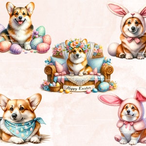 Easter Corgi Png Graphics, Easter Printable, Watercolor Dog Clipart, Set of 15, Transparent ...