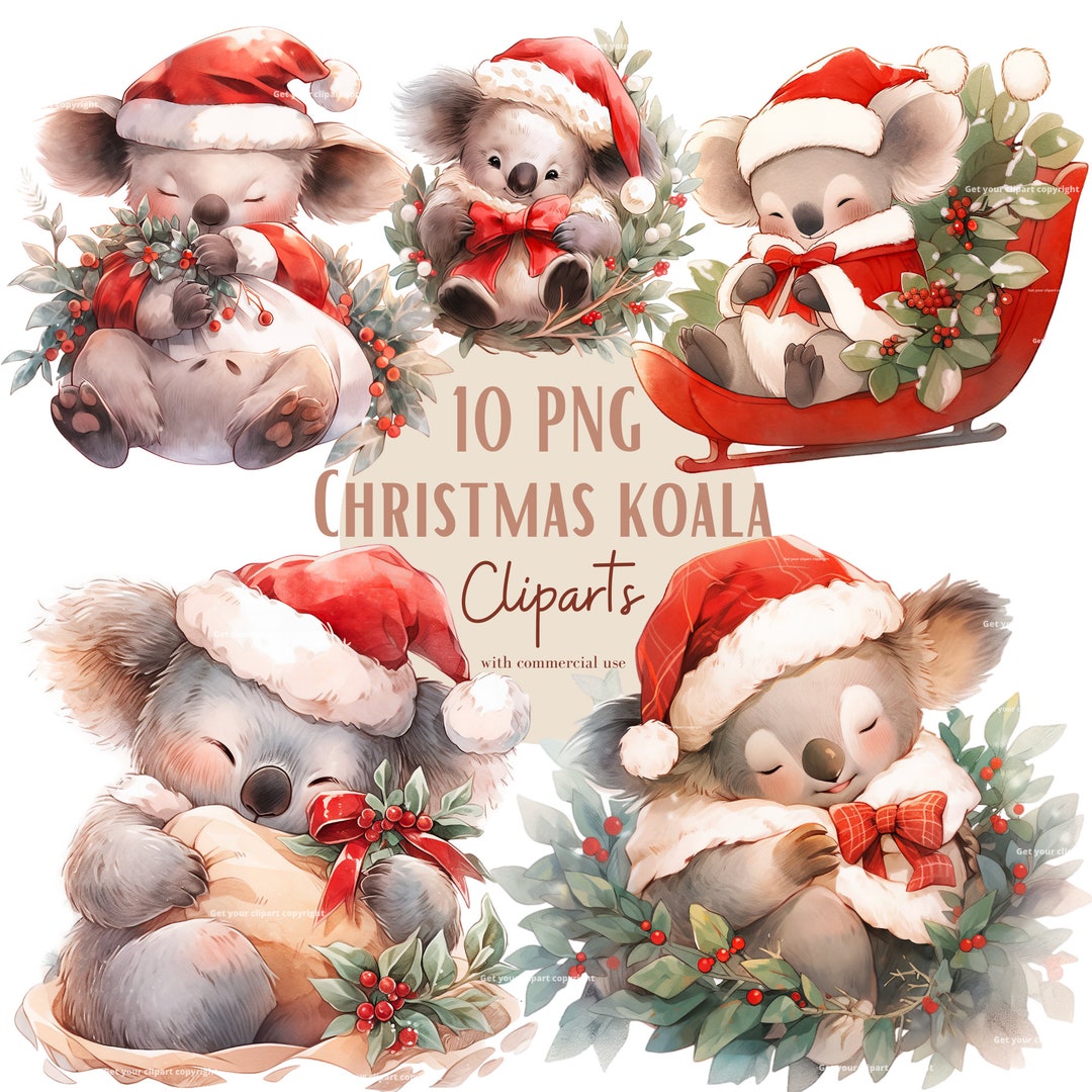 Koala Clipart Bundle, Australia Graphics, Watercolor Koala Clip Art ...