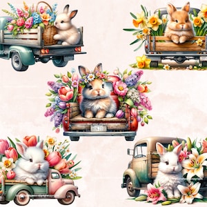 Spring Bunny Clipart Bundle, Spring Clipart, Cute Bunny Graphics ...