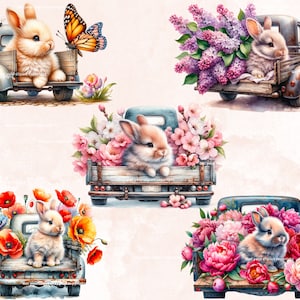 Spring Bunny Clipart Bundle, Spring Clipart, Cute Bunny Graphics ...