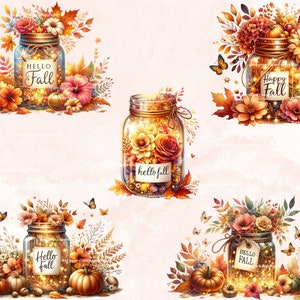 Autumn Jar Clipart Bundle, Fall Clipart, Autumn Graphics, Fall ...