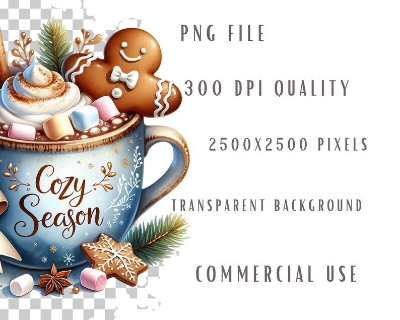 Christmas Drinks Watercolor Clipart Bundle, Christmas Png Bundle ...