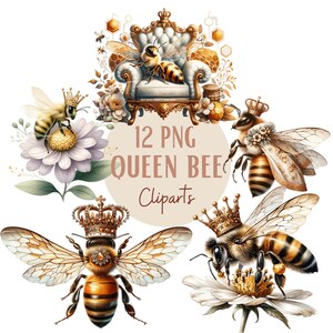 Queen Bee Clipart Bundle, Bee Png Files, Spring Clipart, Honeybee ...
