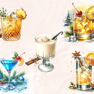 Christmas Drinks Clipart Bundle, Christmas Png Bundle, Cocktails Png ...