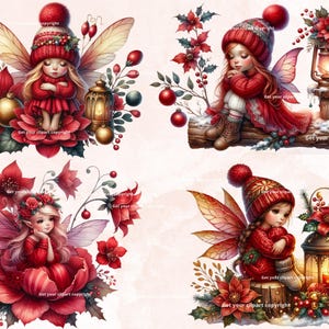Christmas Fairy Clipart Bundle, Christmas Png Bundle, Fantasy Clipart ...