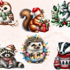 Christmas Woodland Animals Clipart Bundle, Woodland Graphics, Animals ...