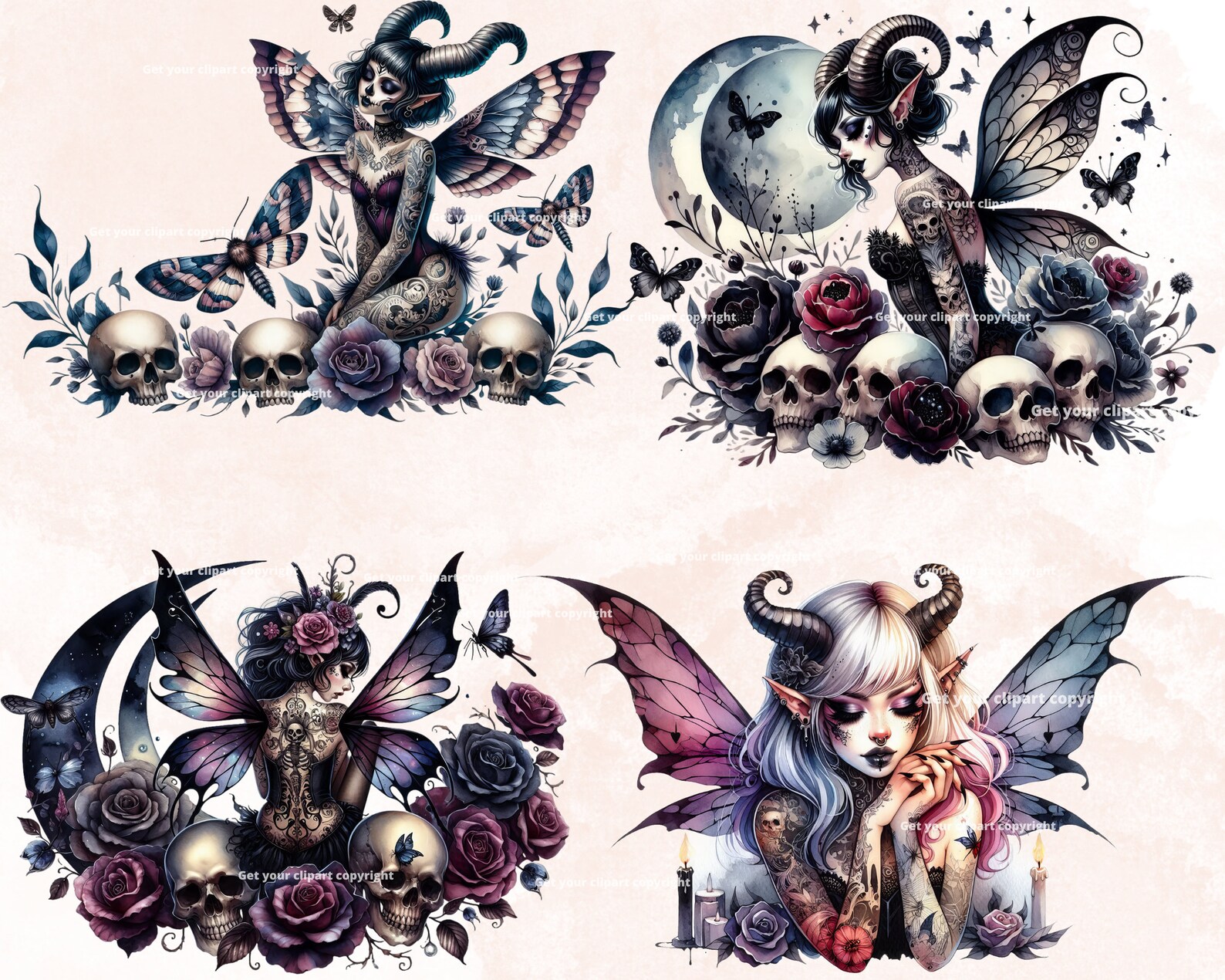Dark Fairy Clipart Bundle, Fantasy Graphics, Fairy Graphics, Gothic Png ...