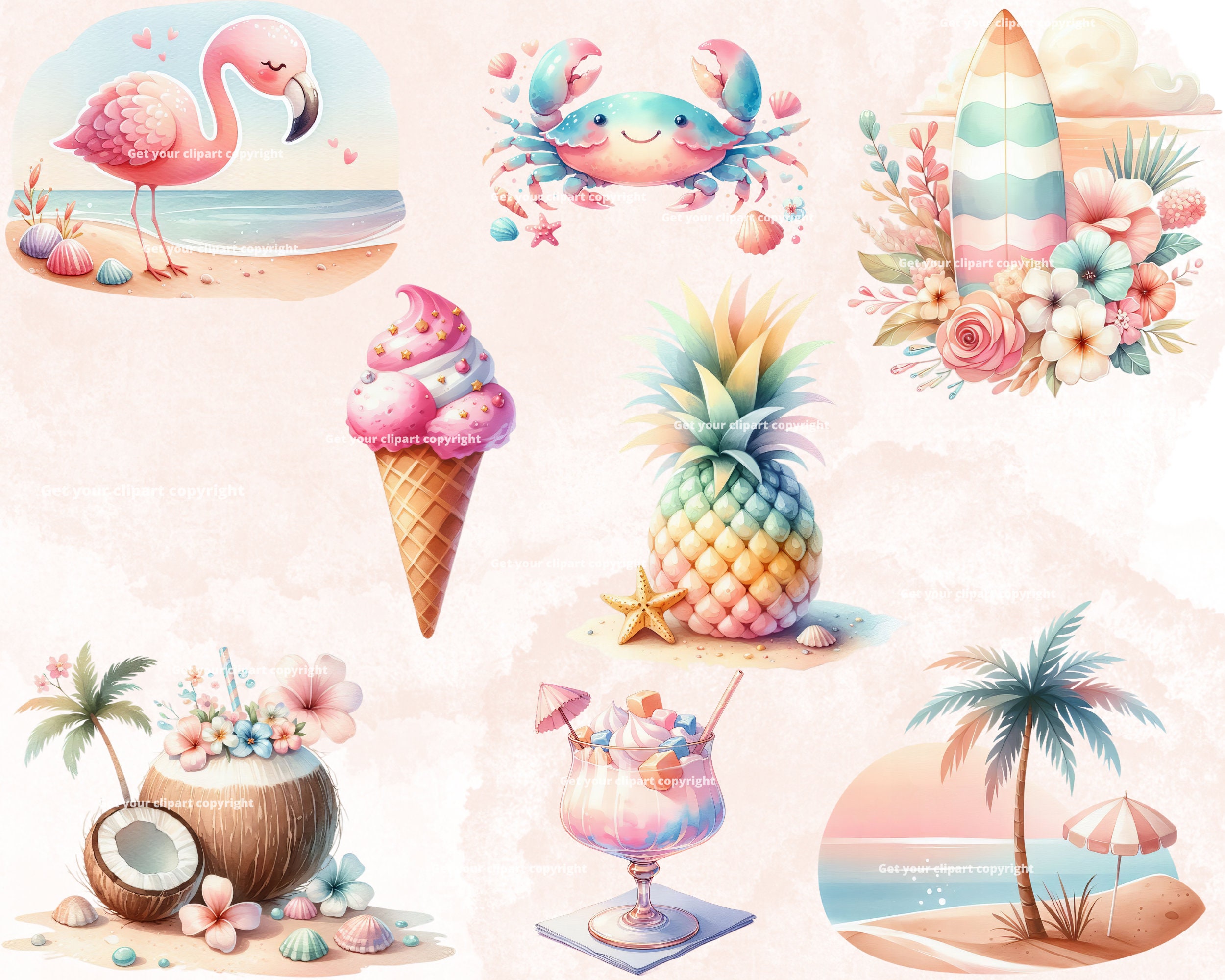 Sweet Summer Clipart Bundle, Summer Vibes Png, Hello Summer Png ...