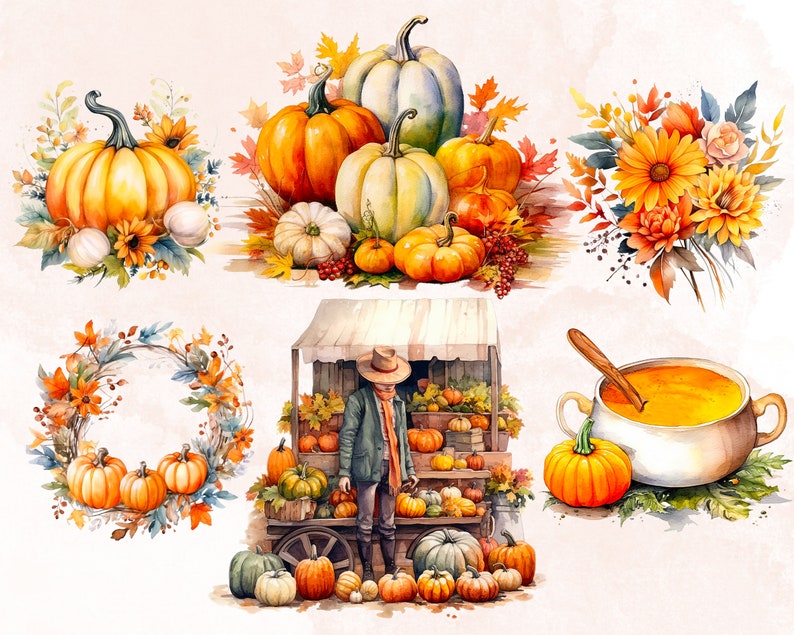 Pumpkin Clipart for Any Creative Project Hello Fall Png Fall - Etsy