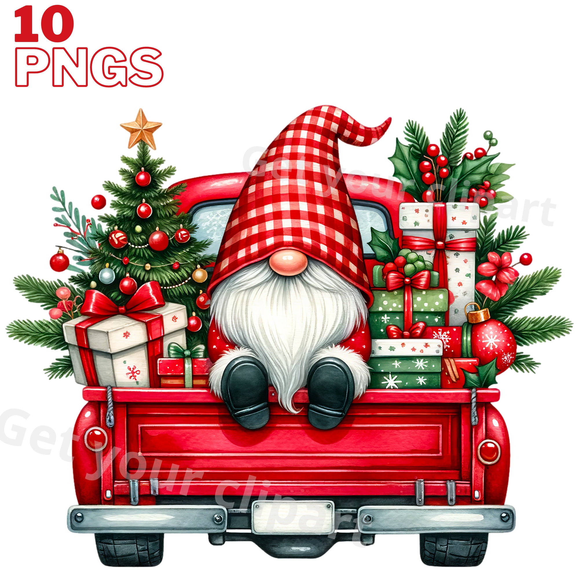 Christmas Gnome and Truck Clipart Bundle, Christmas Clipart, Winter ...