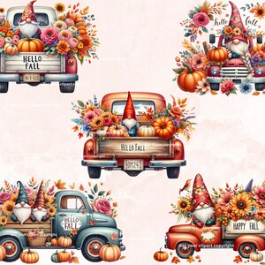 Fall Truck and Gnomes Png Graphics, Hello Fall Clipart, Farm Truck Png ...