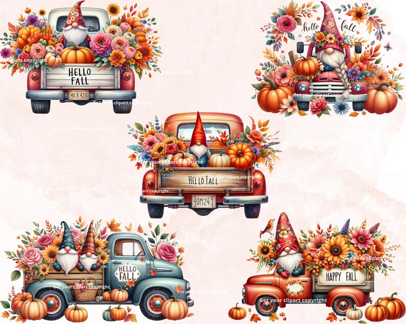 Fall Truck and Gnomes Png Graphics, Hello Fall Clipart, Farm Truck Png ...