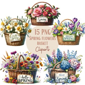 Spring Flowers Clipart Bundle, Watercolor Flowers Clipart, Spring Png ...