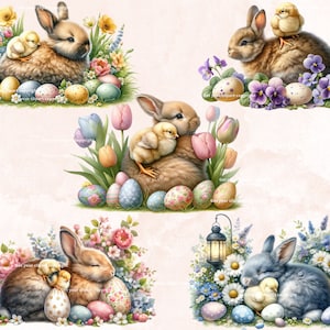 Easter Bunny and Chick Clipart Bundle, Easter Clipart, Easter Graphics ...