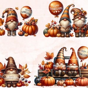 Thanksgiving Gnome Clipart Bundle, Thanksgiving Clipart, Autumn Gnome ...