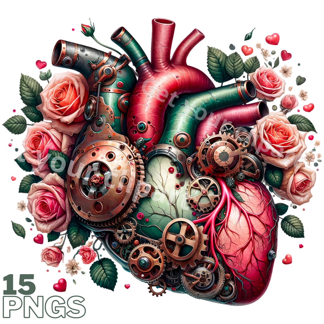 Steampunk Heart Clipart Bundle, Steampunk Graphics, Steampunk Clipart ...