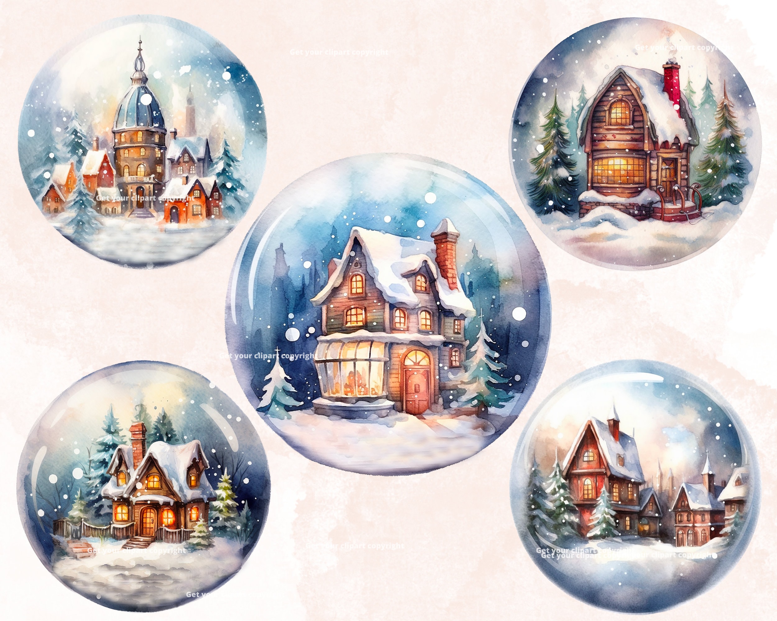 Winter Village Clipart Bundle Christmas Ornaments PNG - Etsy