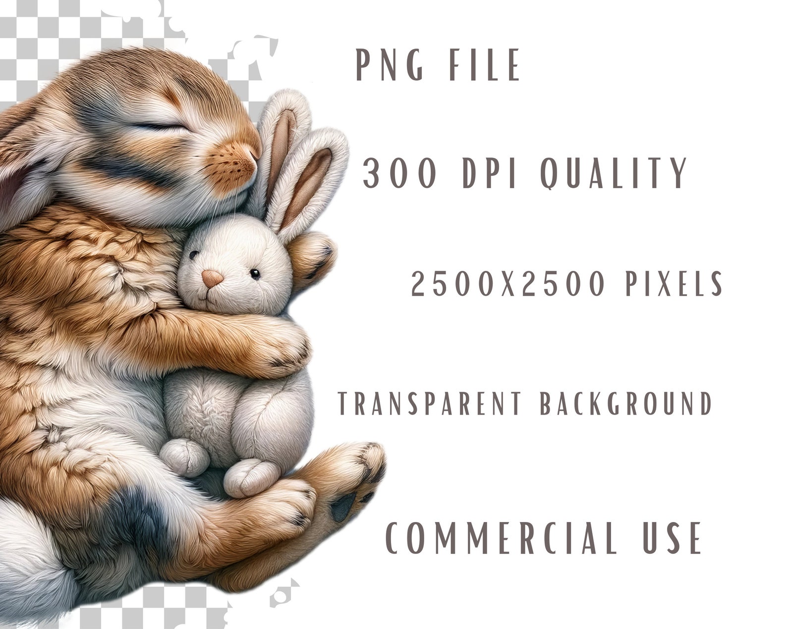 Cuddly Bunny Clipart Bundle, Cute Bunny Pngs, Spring Designs ...