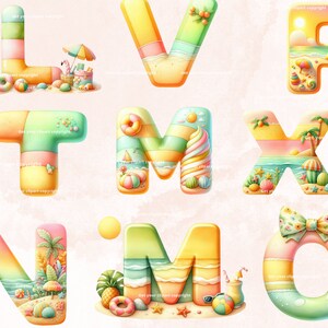 Summer Alphabet Clipart Bundle, Summer PNG Designs, Summer Clipart ...