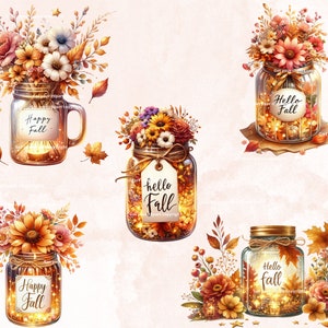 Autumn Jar Clipart Bundle, Fall Clipart, Autumn Graphics, Fall ...