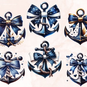 Blue Anchor Clipart Bundle, Nautical Graphics, Anchor Png, Nautical Png ...