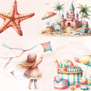 Beach Day Clipart Bundle, Beach Pngs, Kids Clipart, Summer Clipart ...