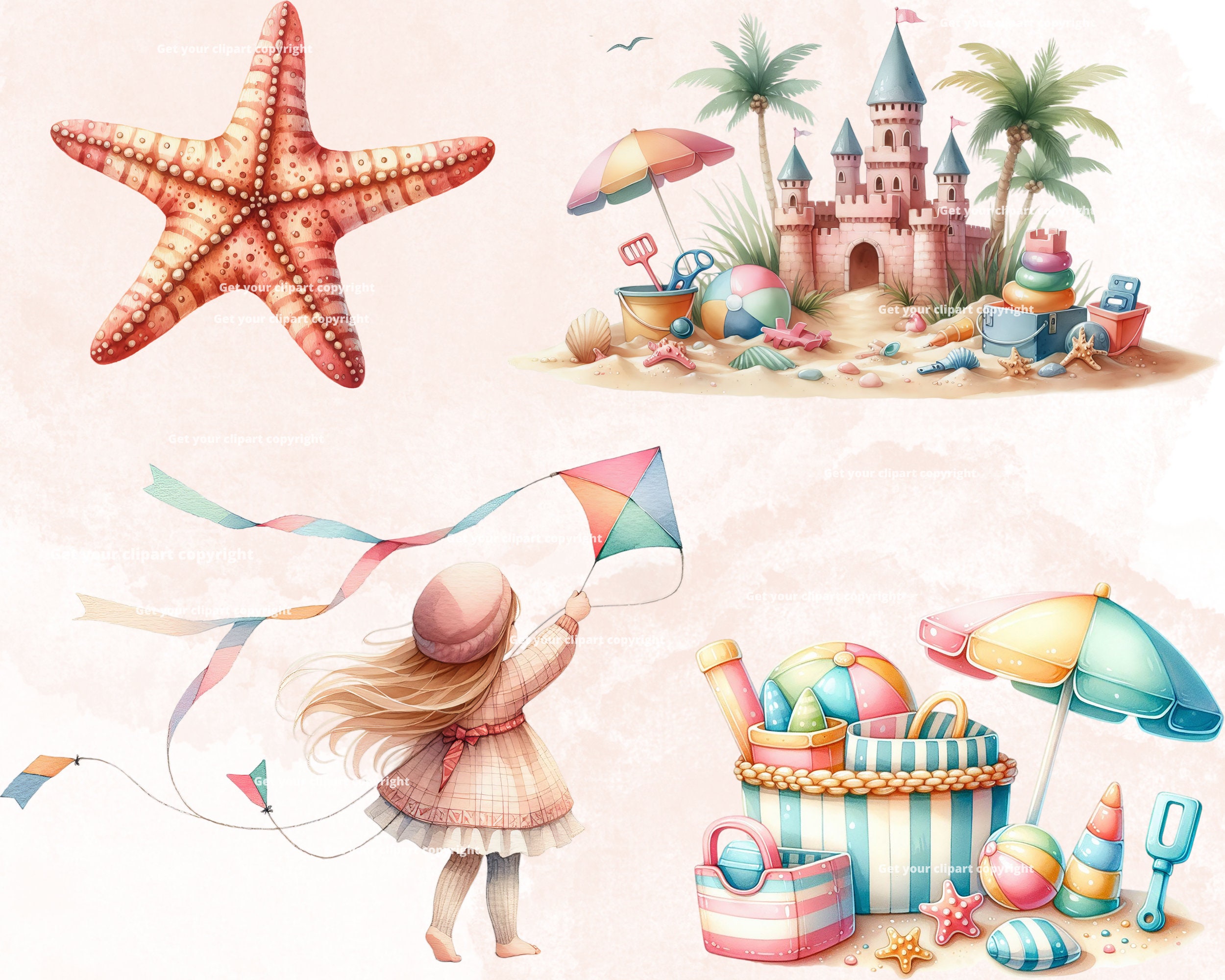Beach Day Clipart Bundle, Beach Pngs, Kids Clipart, Summer Clipart ...