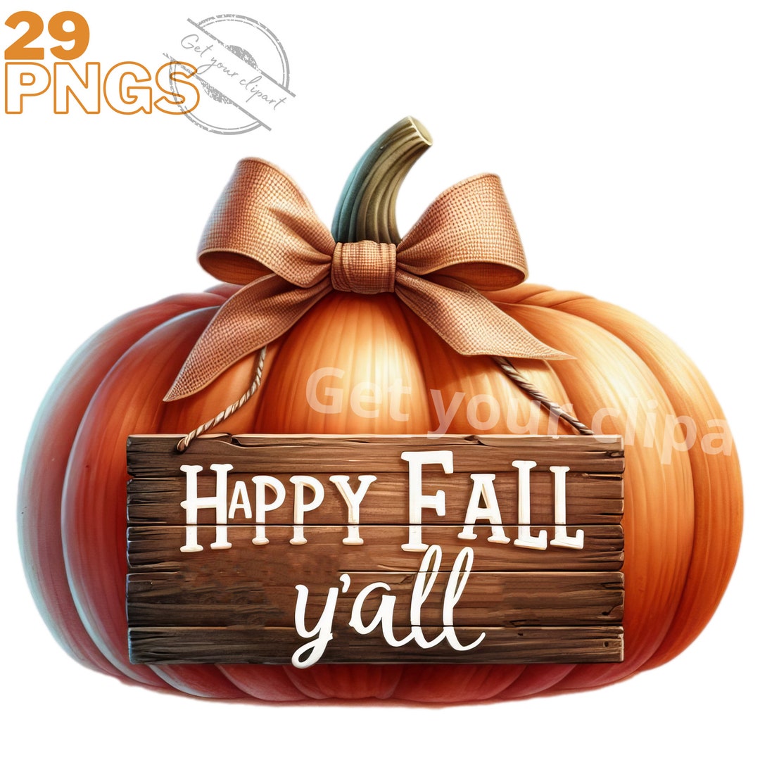 Happy Fall Y'all Clipart Bundle, Hello Fall Png, Happy Fall Clipart ...