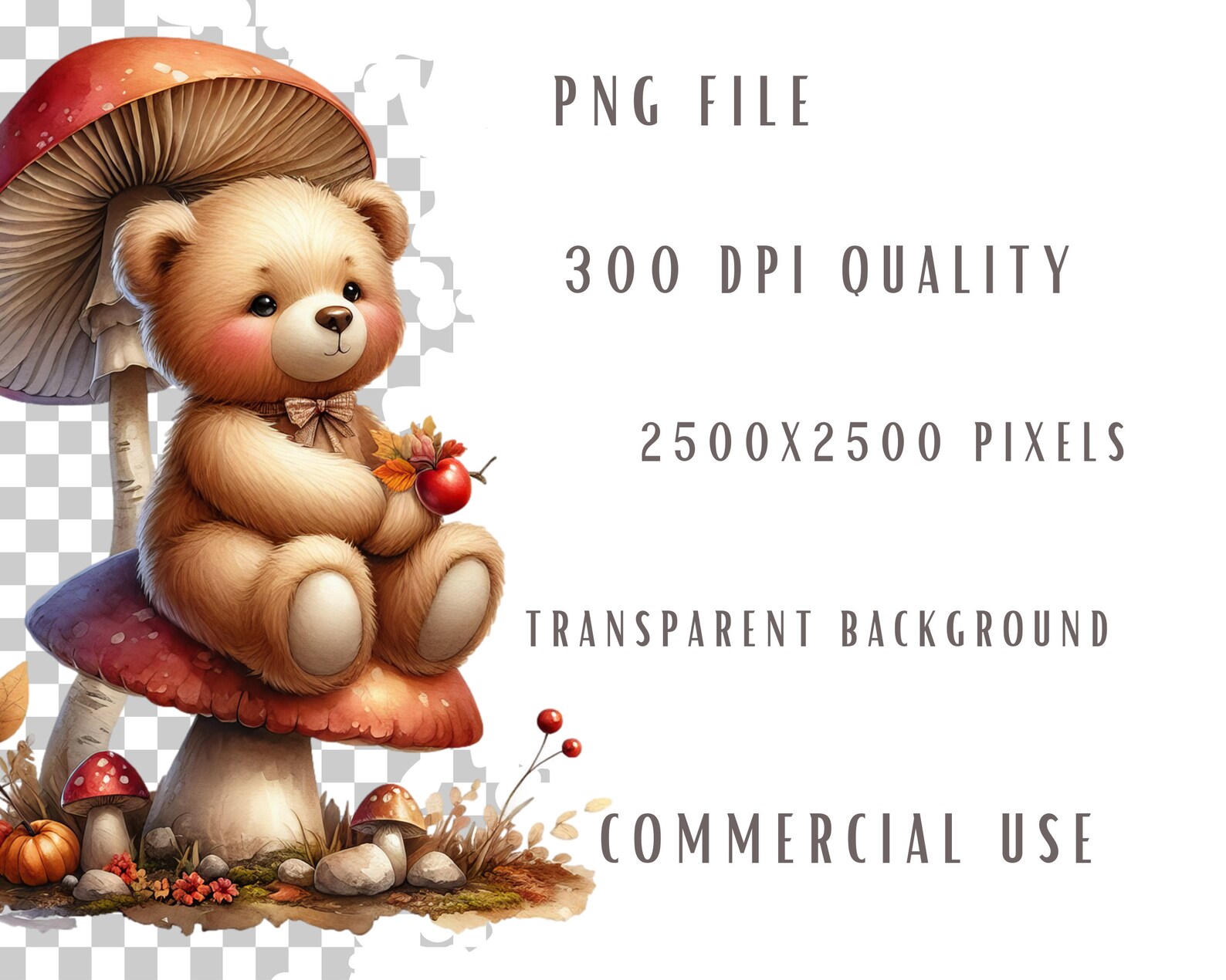 Fall Teddy Bear Clipart Bundle, Teddy Bear Clipart, Teddy Bear Png ...