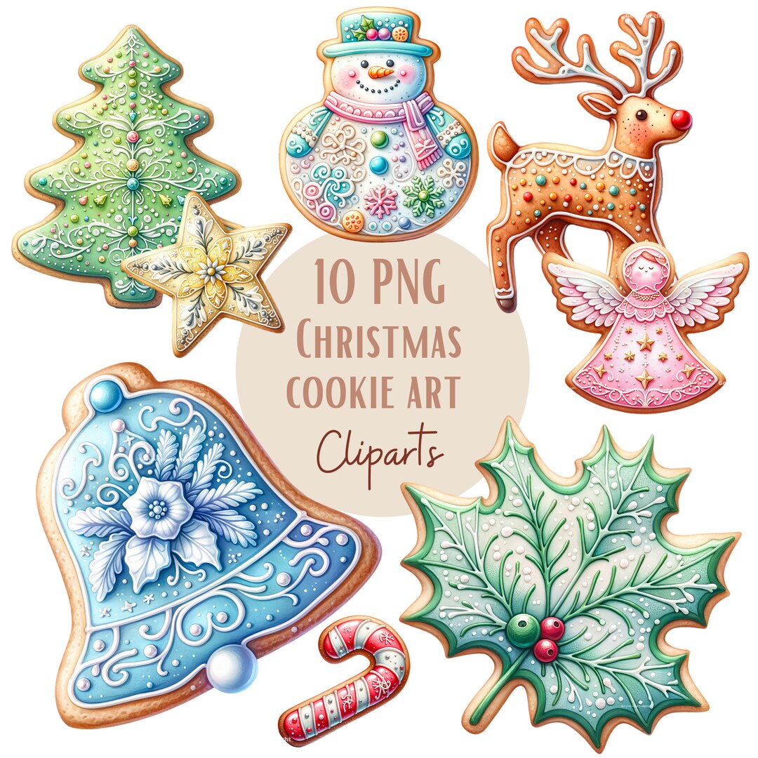 Christmas Cookies Clipart Bundle, Cookie Art Graphics, Sweet Treats ...