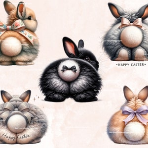 Cute Bunny Butt Clipart Bundle, Easter Clipart, Bunny Graphics, Easter ...