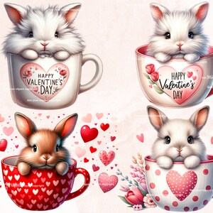 Valentines Bunny Clipart Bundle, Valentines Clipart, Valentines Png ...