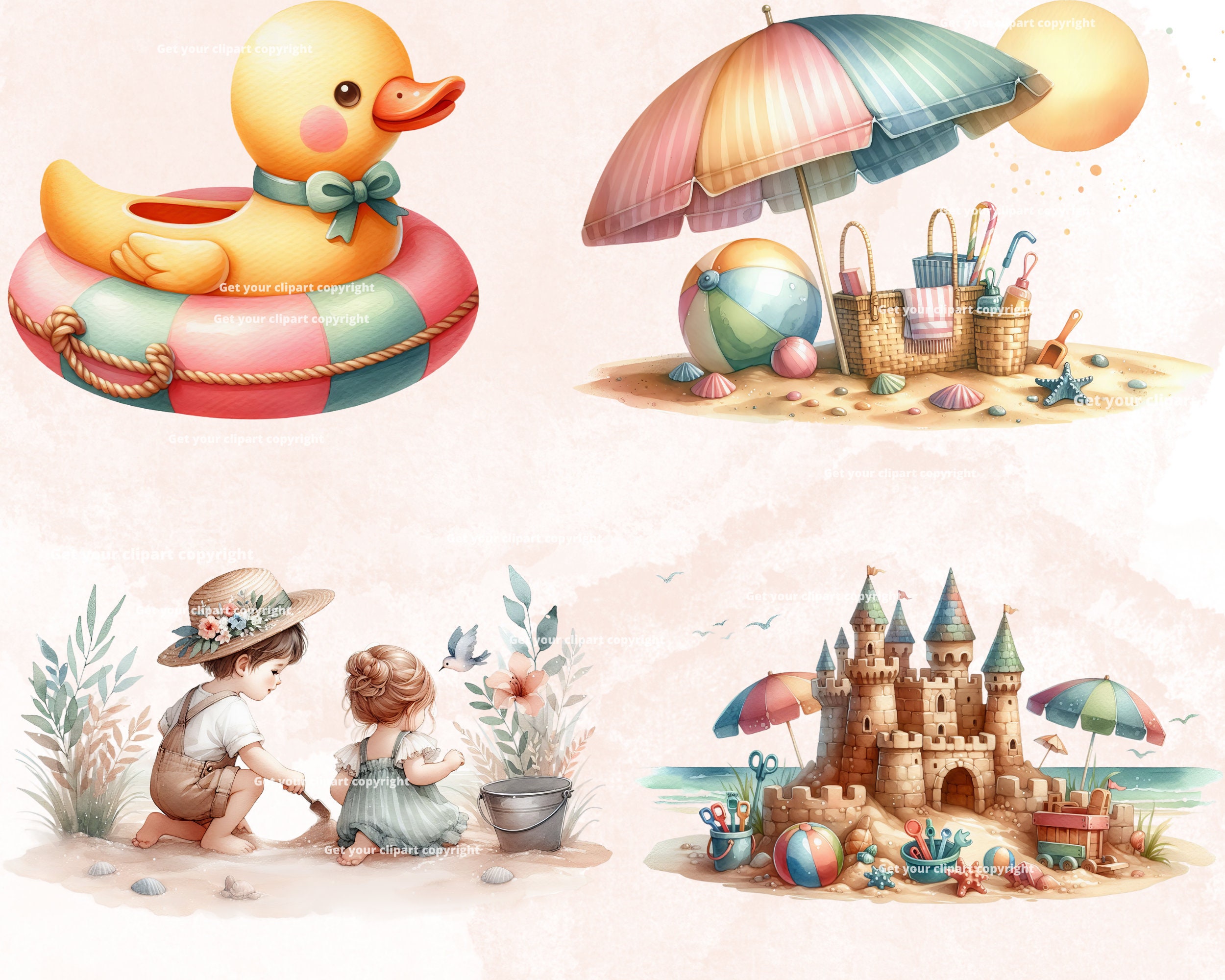 Beach Day Clipart Bundle, Beach Pngs, Kids Clipart, Summer Clipart ...